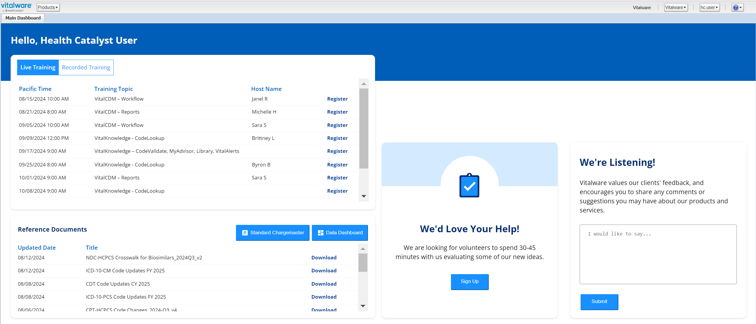 Navigate the Vitalware Dashboard