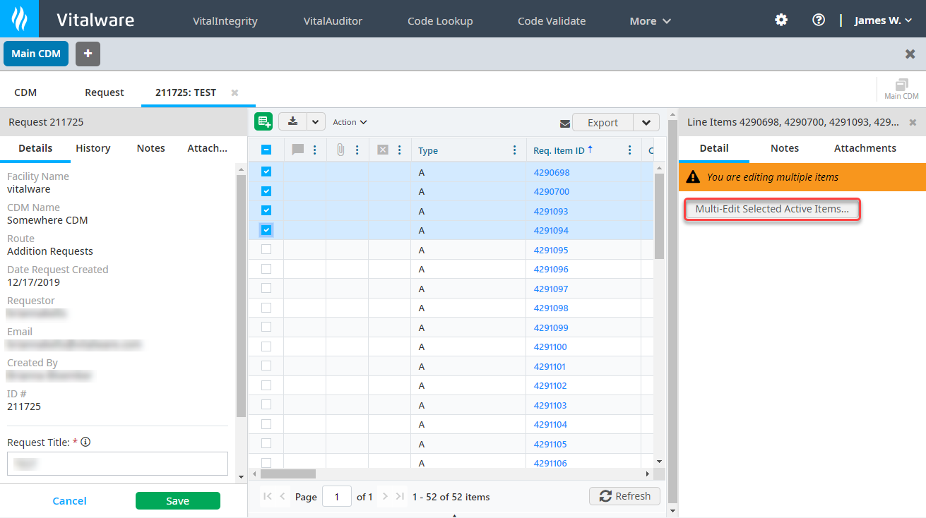 Editing Multiple Line Items