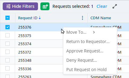 Request Table Options