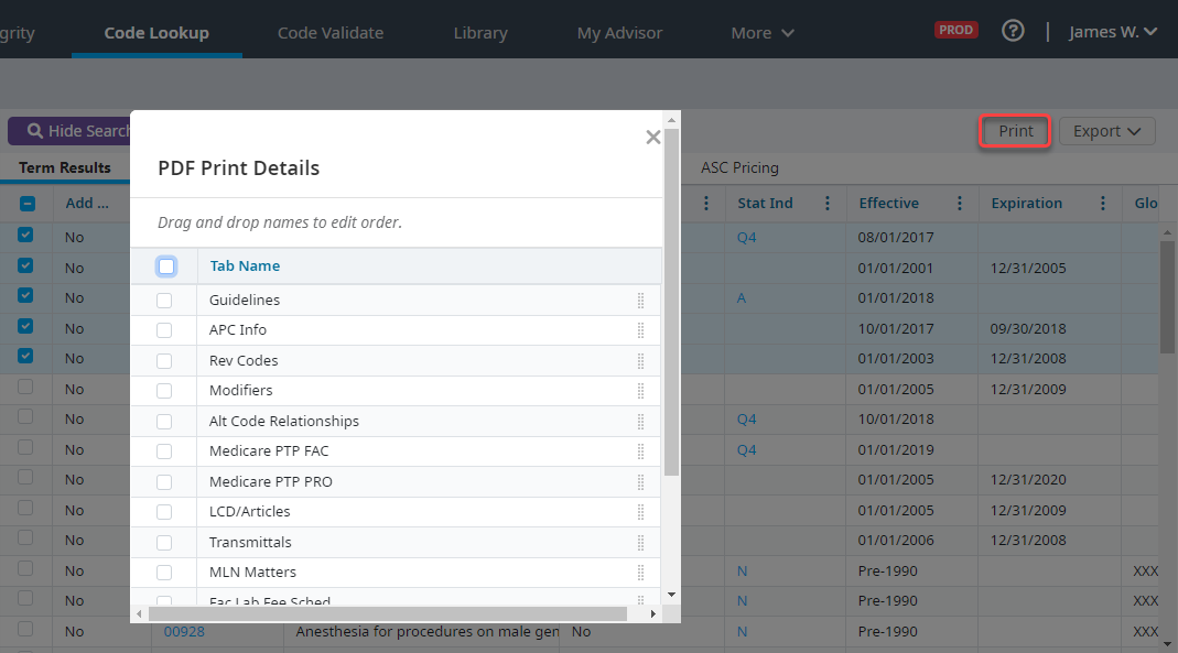 Printing Code Details to PDF